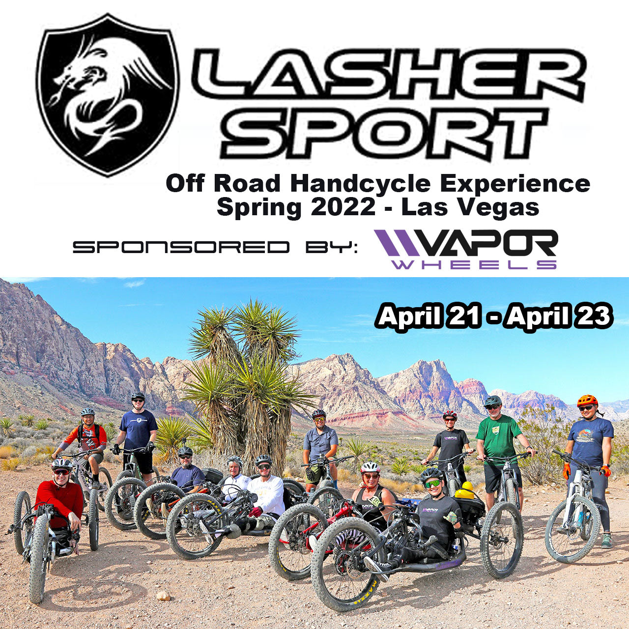 Lasher Sport Off Road Handcycle Experience - Spring 2022 – Vapor Wheels